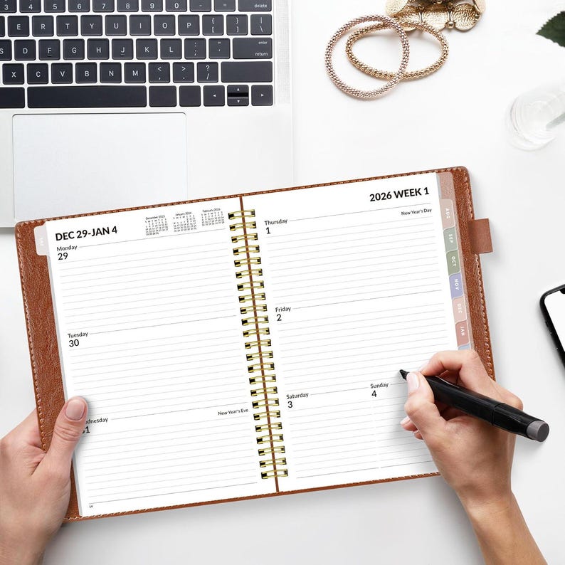 Personalized 2026 LEATHER PLANNER CALENDAR Organizer Teacher Birthday ...