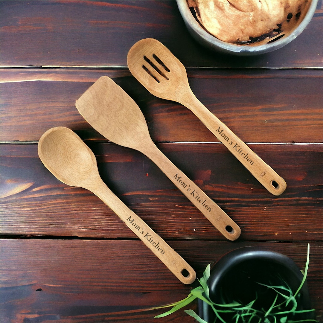 Personalized KITCHEN UTENSIL SET 3 Piece Spatula Spoon Turner Cooking ...