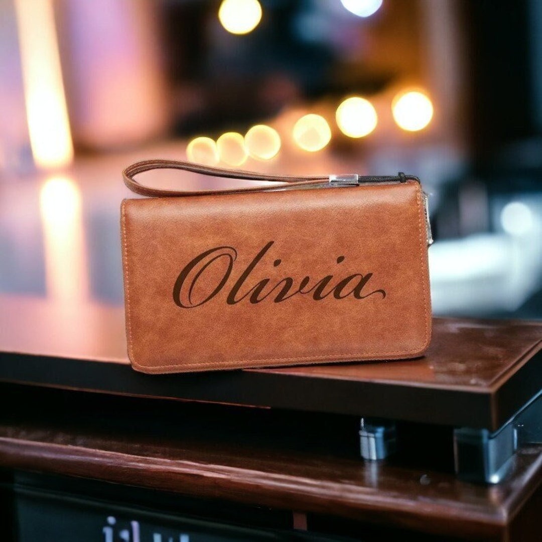 Personalized LEATHER WOMENS WALLET Women Clutch Purse Bridesmaid Gift ...