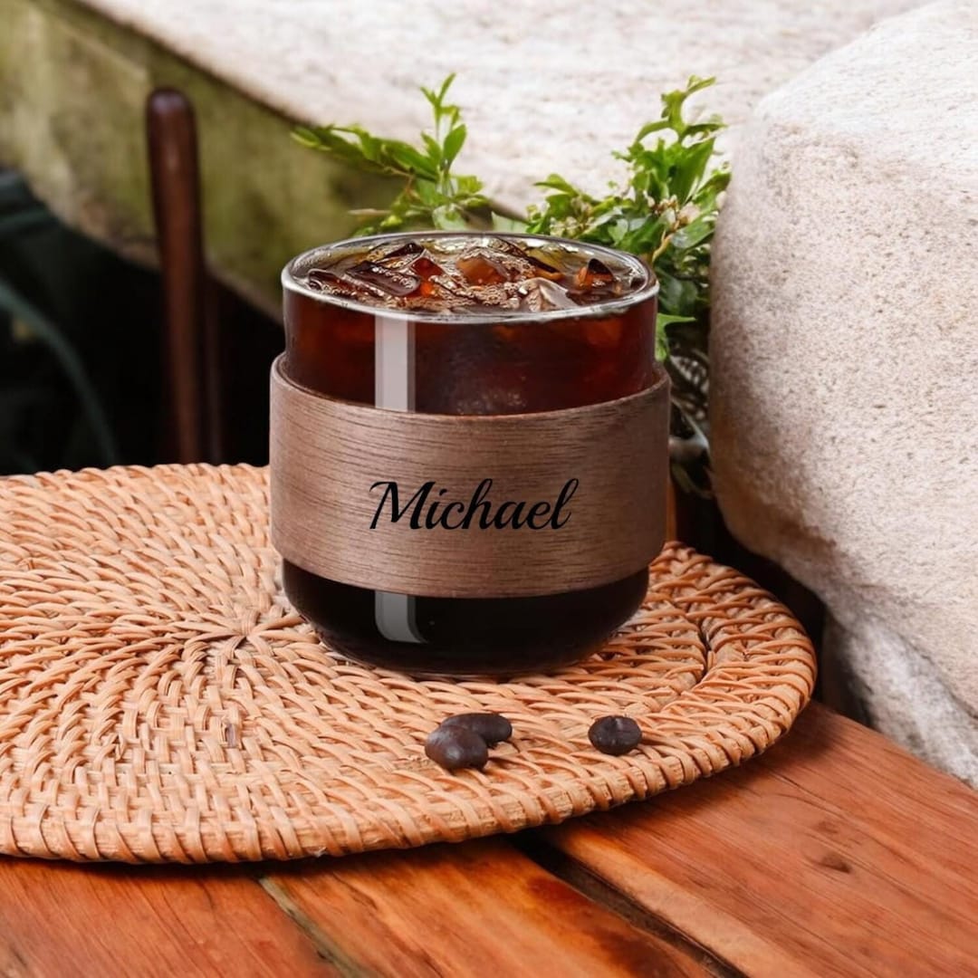 Personalized ESPRESSO CUP With Wooden Handle Demitasse Glass Tea Latte ...
