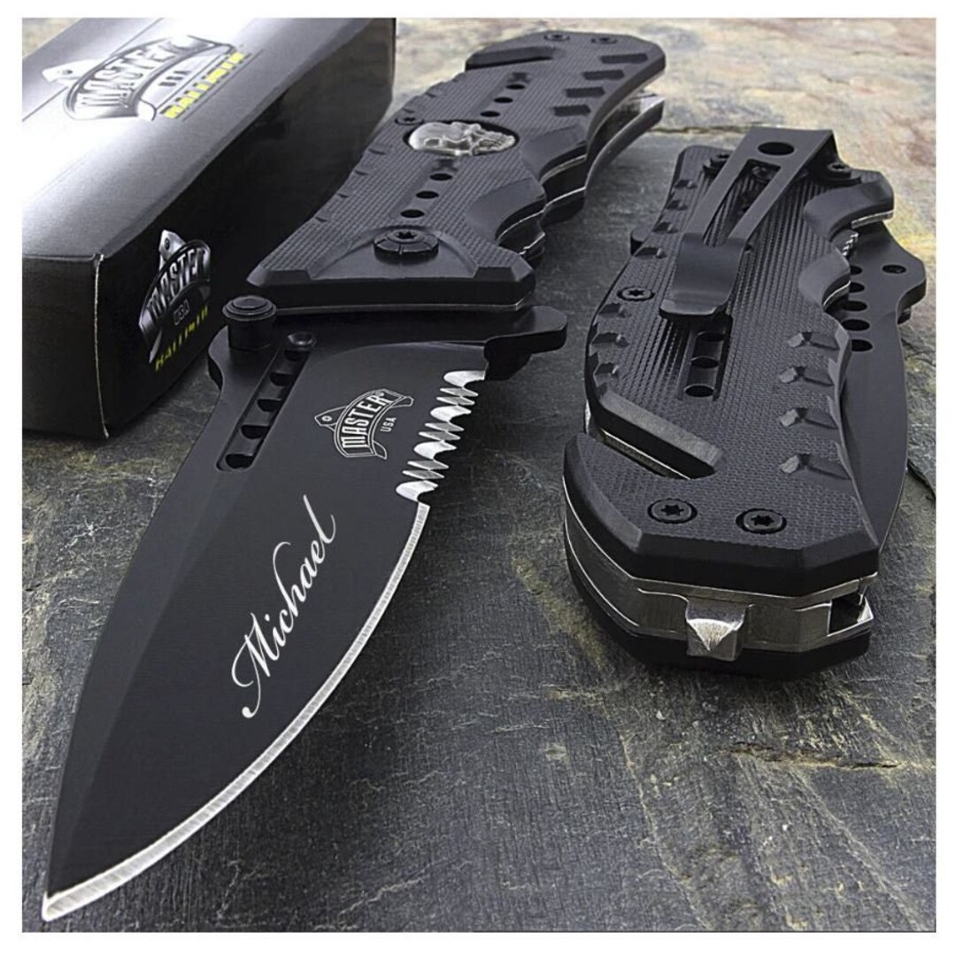 Personalized POCKET KNIFE SKULL Knive Groomsmen Birthday Gift for Him ...