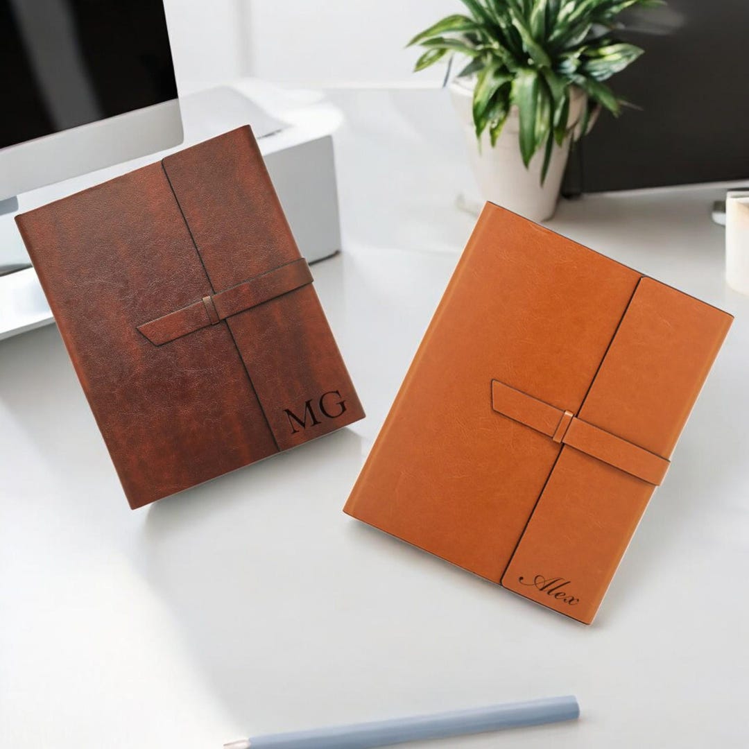 Personalized LEATHER PORTFOLIO for Men Women Padfolio Travel Organizer ...