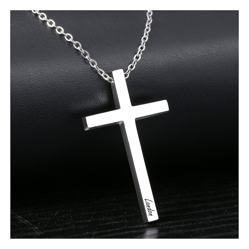 Personalized CROSS NECKLACE Men Women Custom Engraved Pendant - Etsy