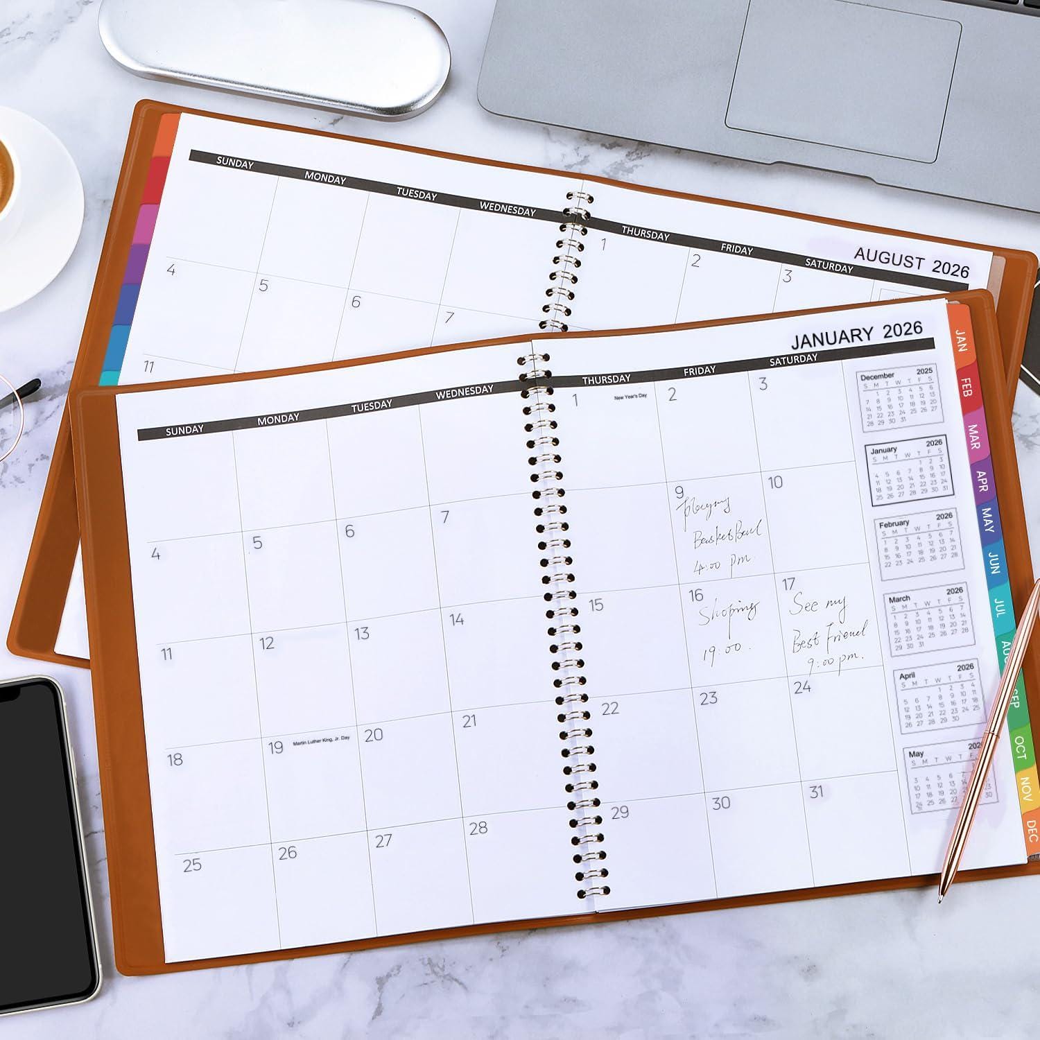 Personalized 2026 LEATHER PLANNER CALENDAR Organizer Teacher Birthday ...