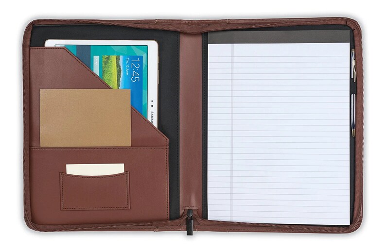 Personalized LEATHER PORTFOLIO ZIPPER Custom Engraved Padfolio - Etsy