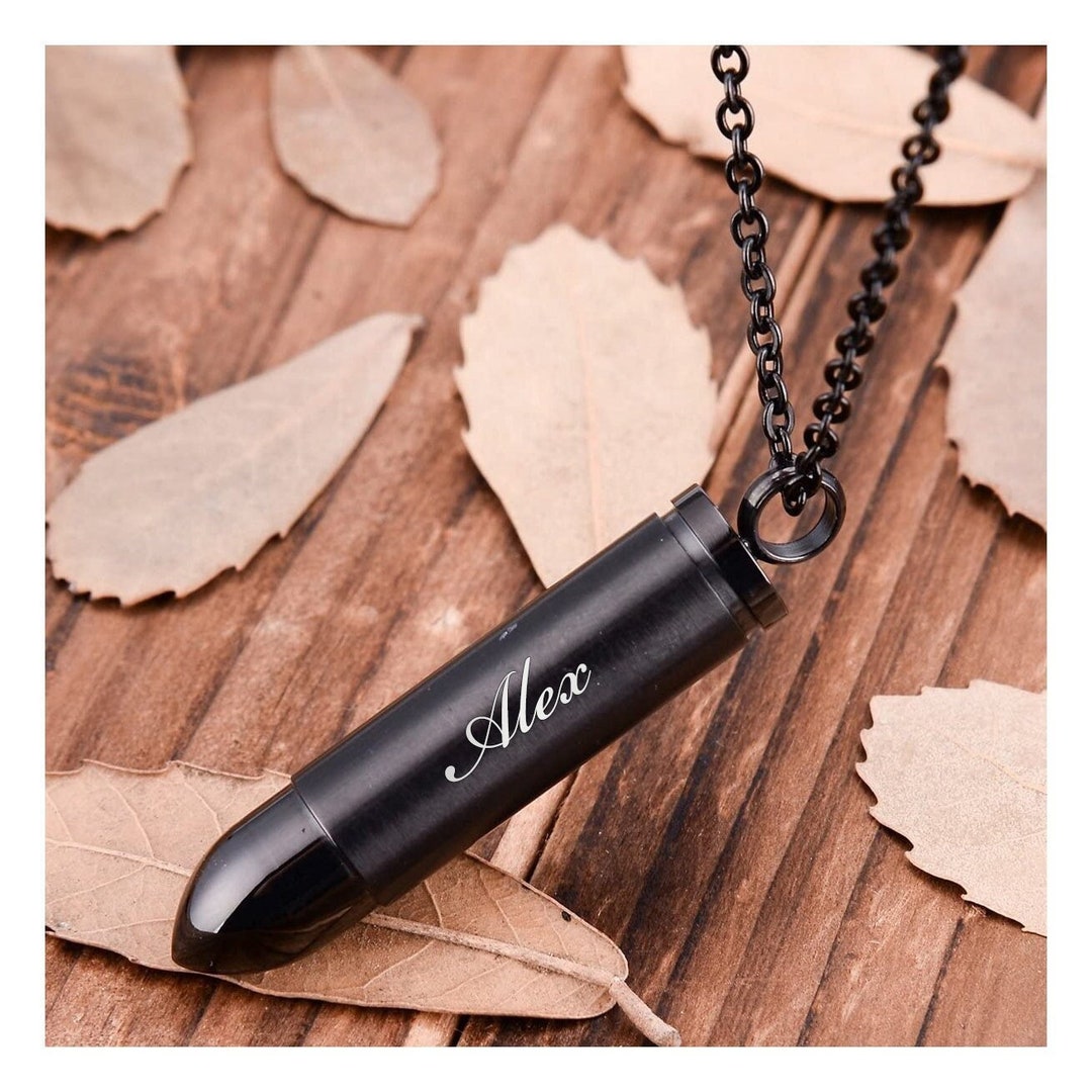 Personalized CREMATION URN Bullet Necklace Fallen Soldier Veteran Ashes ...