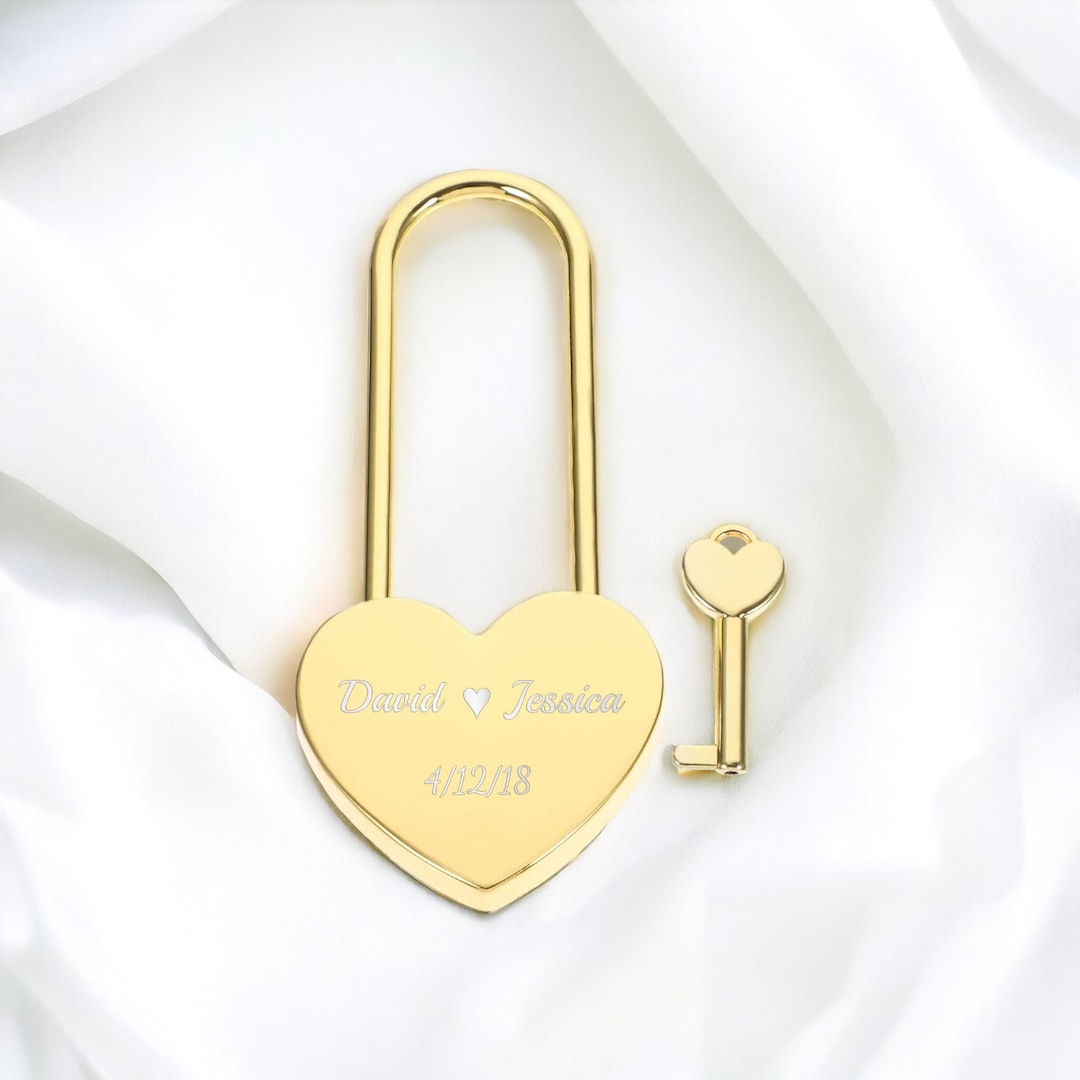Personalized HEART LOVE LOCK Padlock Bridge Wedding Couple Engagement ...