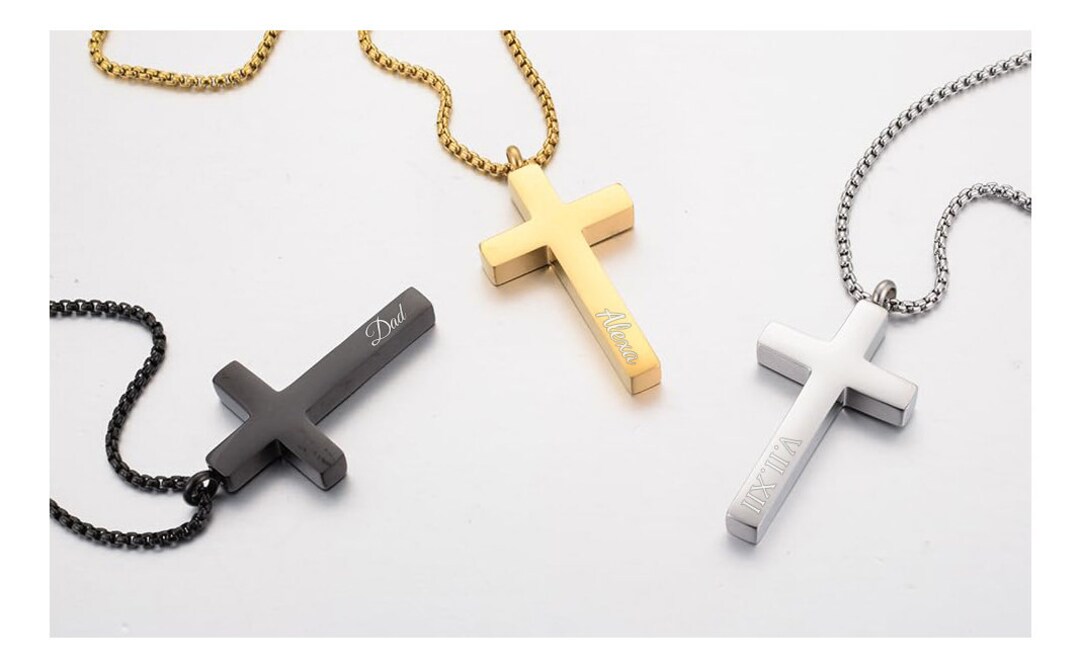 Personalized CREMATION URN CROSS Necklace Ashes Jewelry Keepsake Custom ...