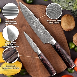 Personalized CHEF KNIFE SET Kitchen Knives Cooking Home Housewarming ...