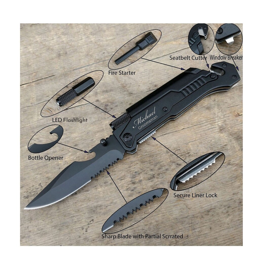 Personalized MULTITOOL POCKET KNIVE for Men With Clip Flashlight Custom ...