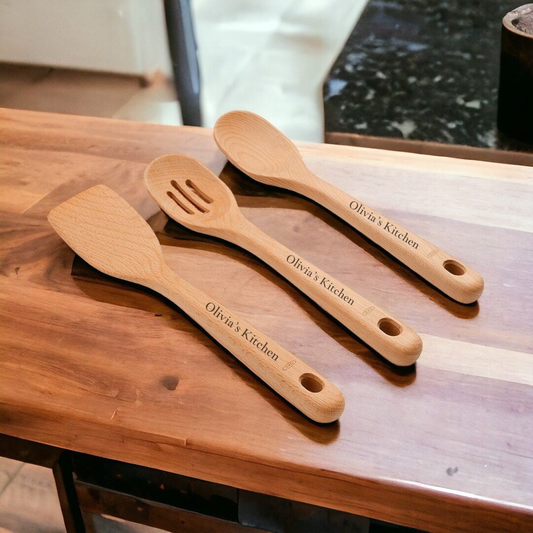 Personalized KITCHEN UTENSIL SET 3 Piece Spatula Spoon Turner Cooking ...