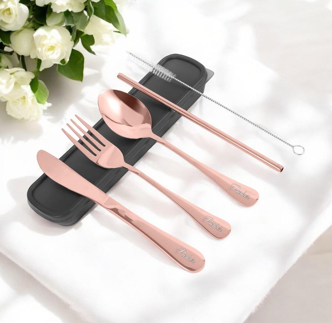 Personalized Chopsticks UTENSIL SET & CASE Fork Spoon Wedding ...