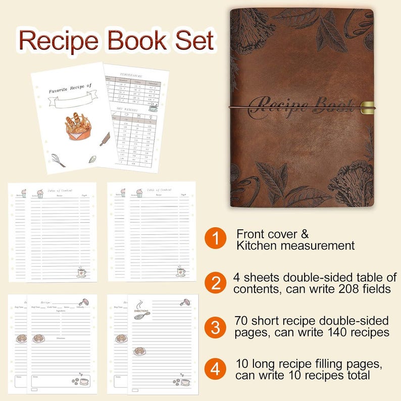 Personalized LEATHER RECIPE BOOK Cookbook Home Housewarming Kitchen ...