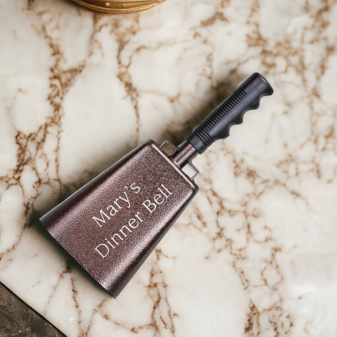 Personalized COWBELL Cow Bell Hand Bell Handbell Call School Dinner ...