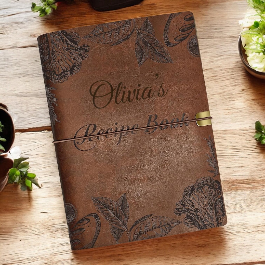 Personalized LEATHER RECIPE BOOK Family Cookbook Groomsmen Gift for Him ...