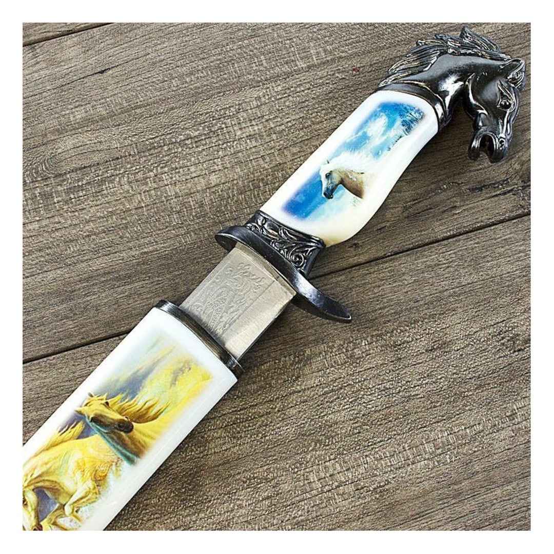 Personalized DAGGER & SHEATH 13 Swords Fantasy Scabbard Horses Larp ...