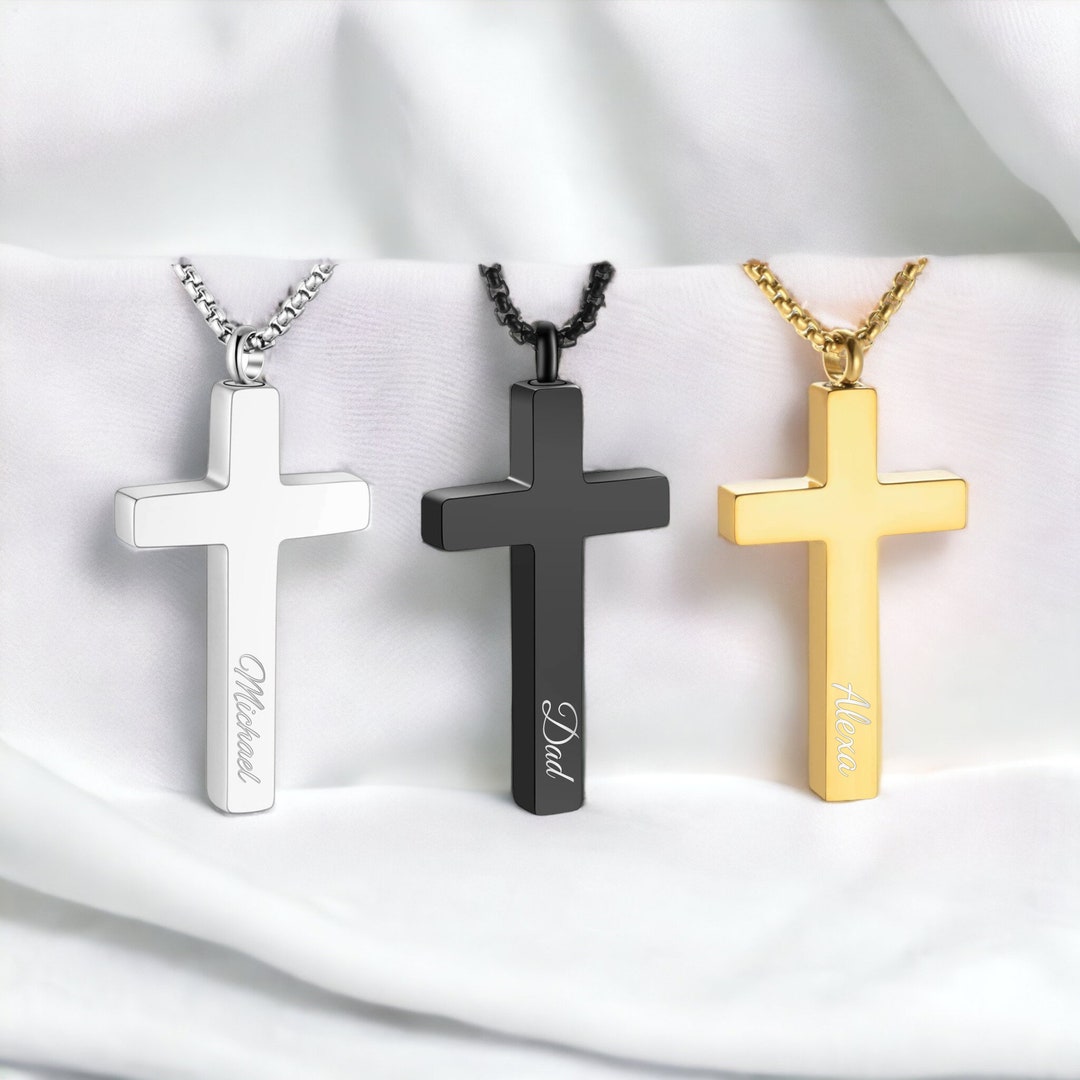 Personalized CREMATION URN CROSS Necklace Ashes Jewelry Keepsake Custom ...