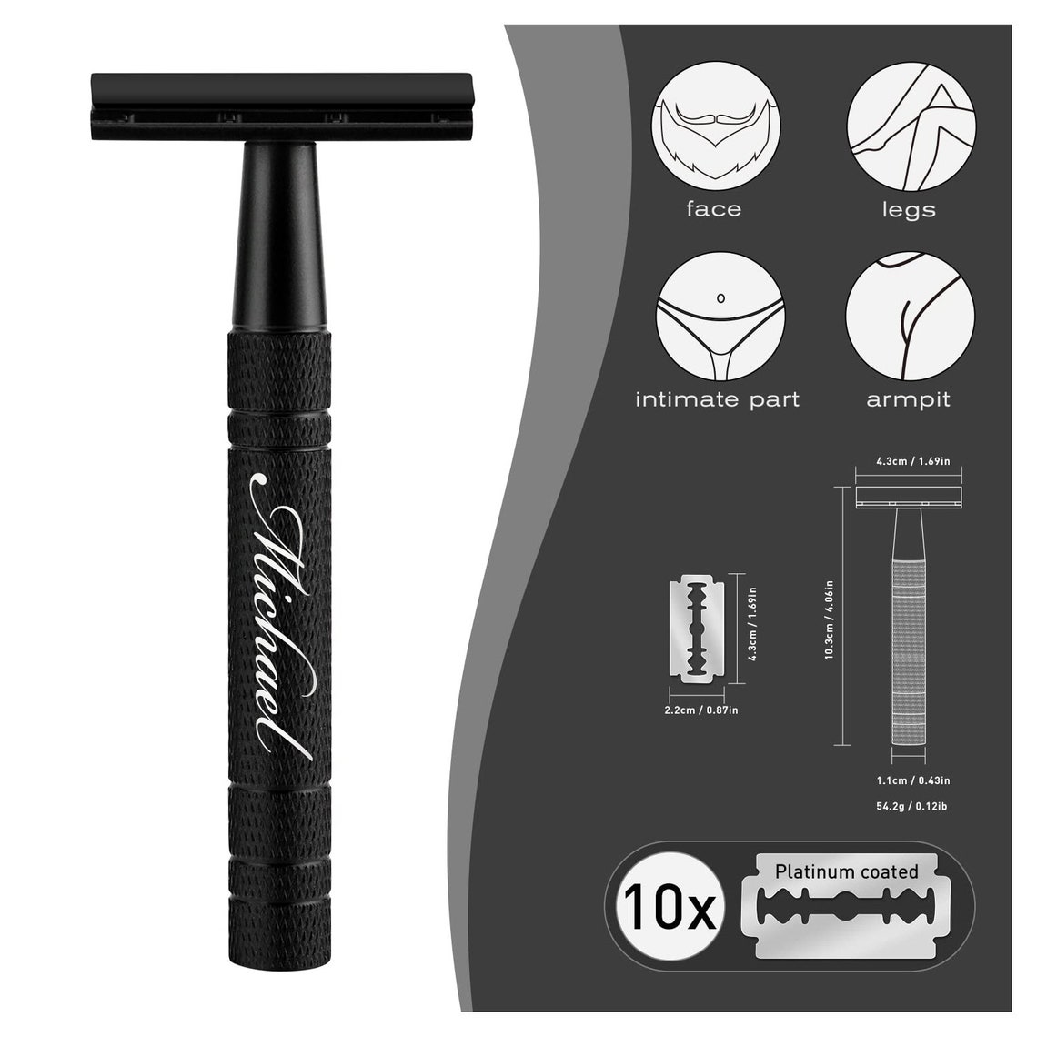 Personalized SHAVING BLADE Safety Razor Beard Mustache Travel Groomsmen ...