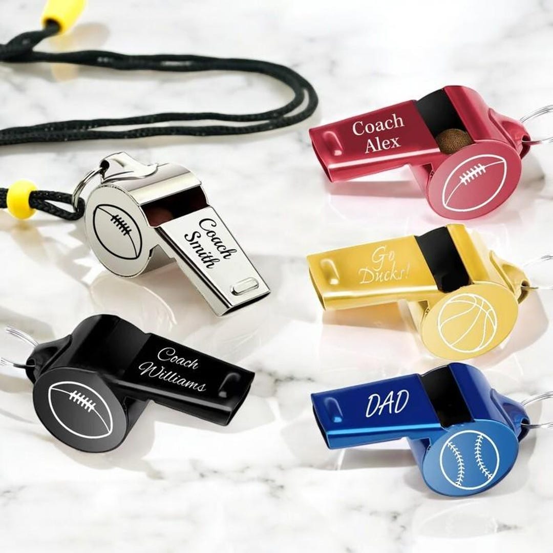 Personalized WHISTLE NECKLACE Coach Gift Coaches Whistles Ref Football ...