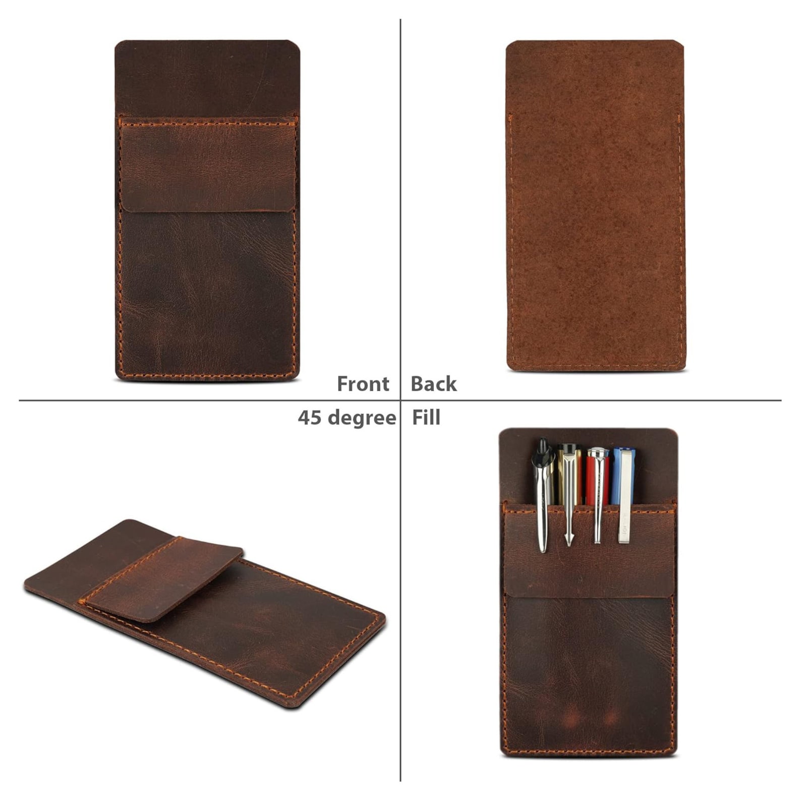 Personalized LEATHER POCKET PROTECTOR Pen Holder Accessories Birthday ...