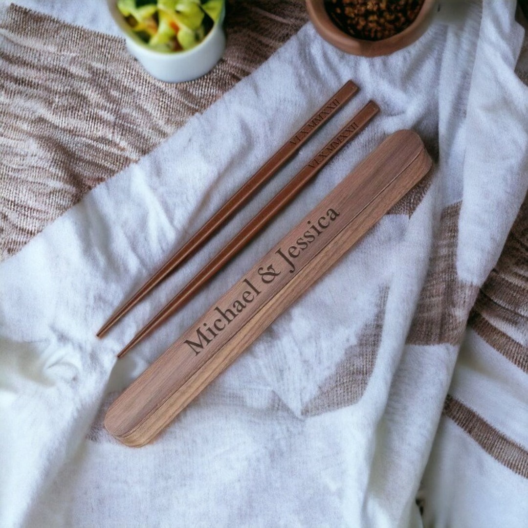 Personalized WOOD CHOPSTICKS & CASE Chop Sticks Wedding Bridesmaid ...