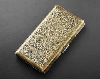 Personalized Golden 120s Cigarette Case Double Sided With Scroll Design ...