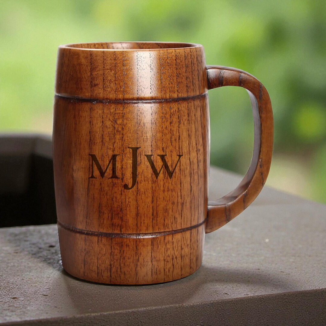 Personalized BEER MUG STEIN Wood Outdoor Camping Tankard Viking ...