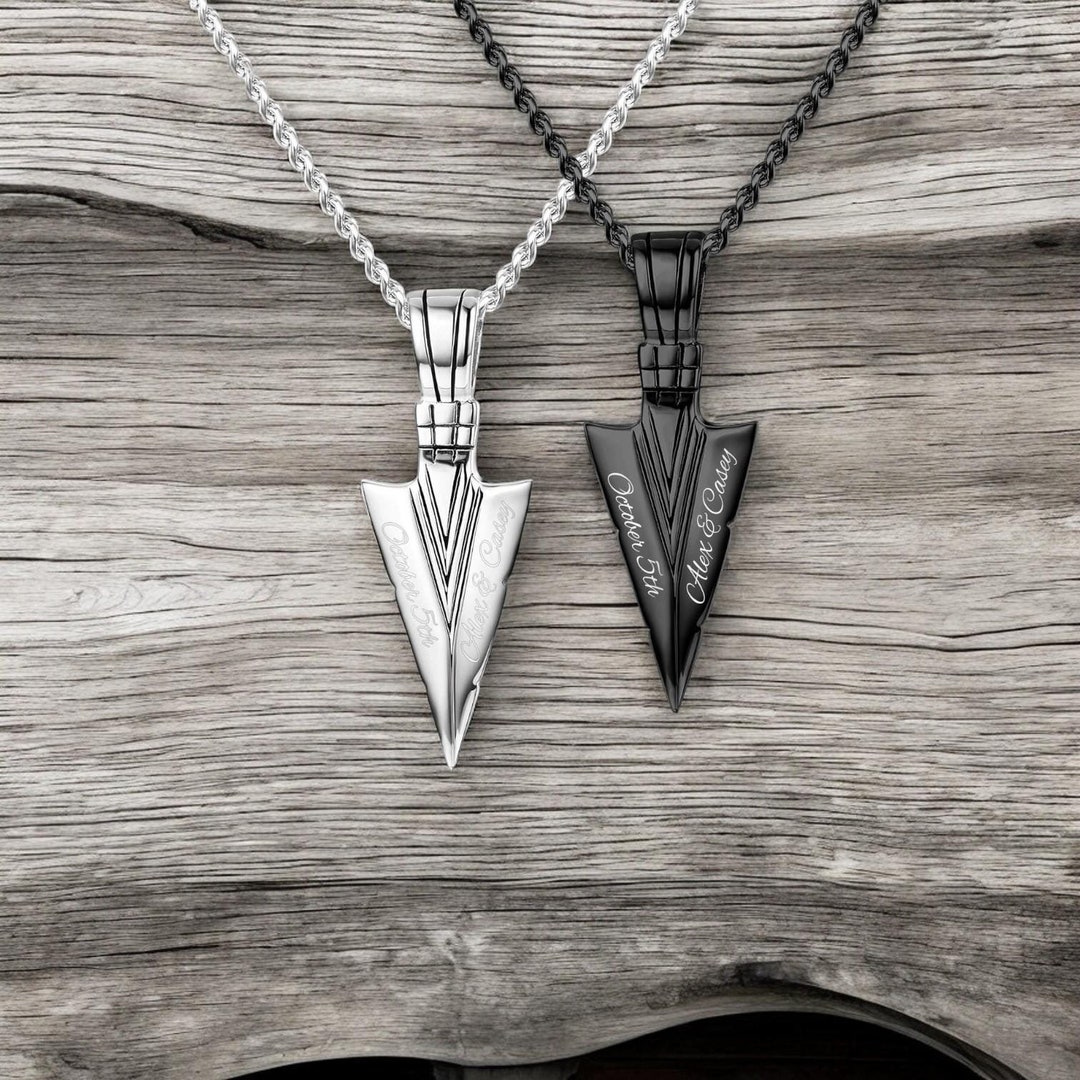 Personalized ARROW NECKLACE for Men Custom Engraved Pendant Jewelry ...