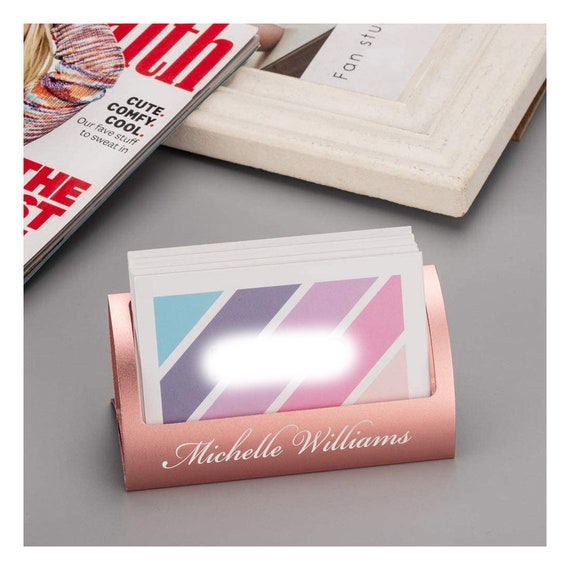 Personalized Business Card Holder Stand Case BLACK Office - Etsy