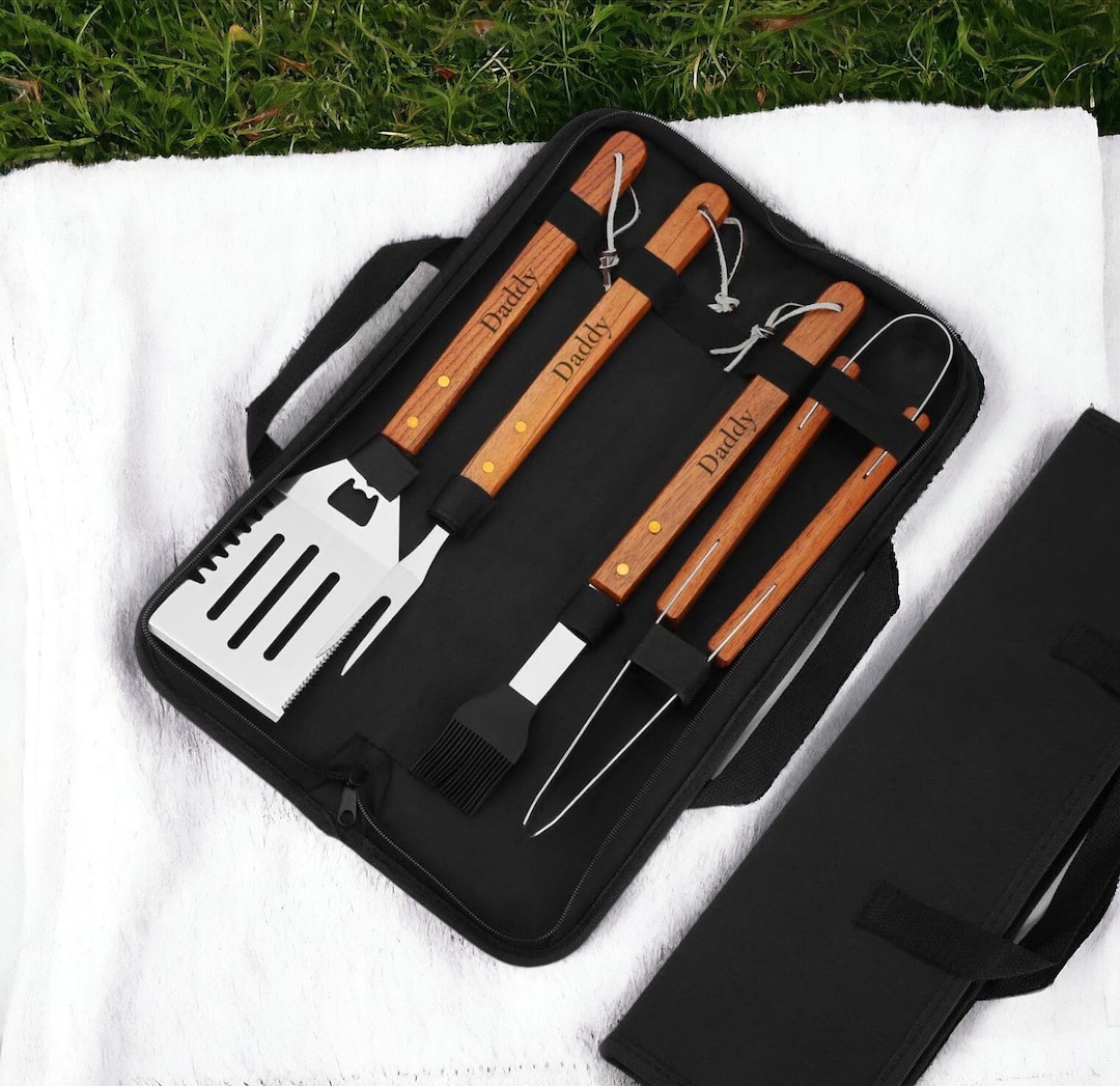 Custom Personalized Barbeque GRILL GIFT SET Chef Grilling Birthday Gift ...