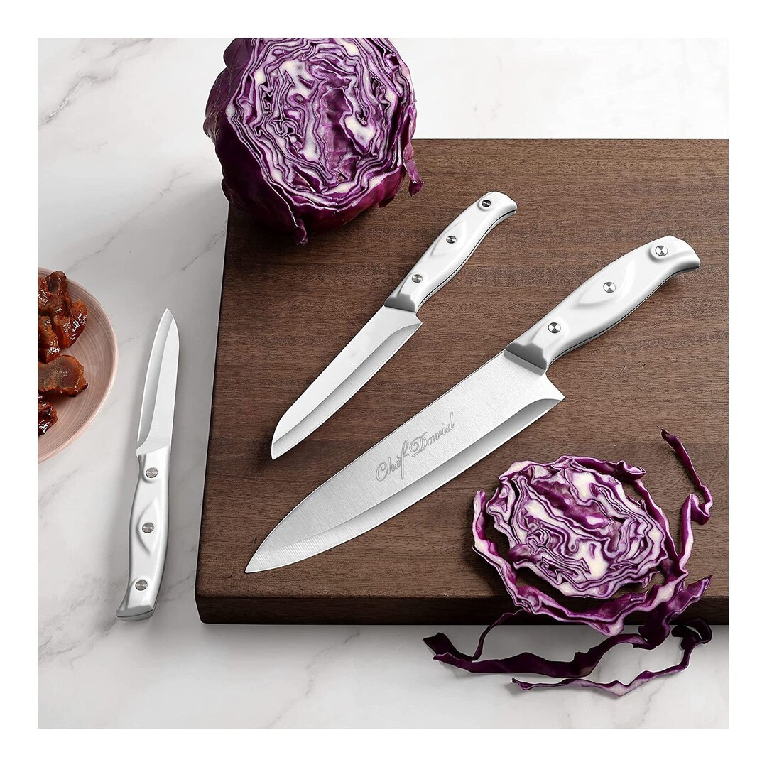 Personalized CHEF KNIFE SET Custom Engraved Kitchen Cooking ...