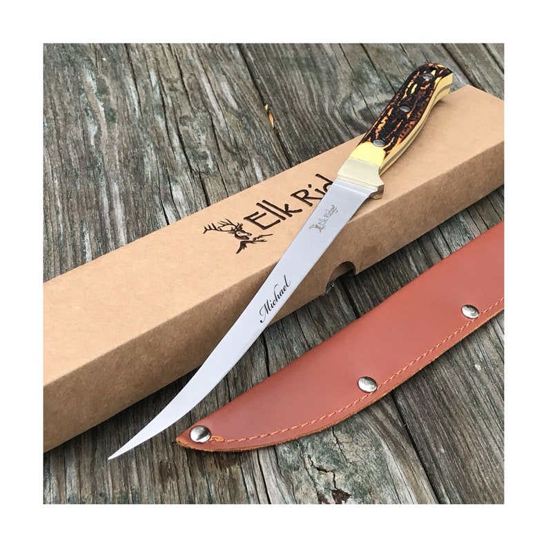 Personalized FILLET KNIFE & SHEATH Fishing Lover Birthday Gift for Him ...