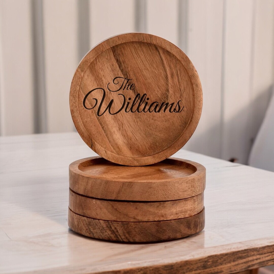 Personalized COASTER SET Wood Coasters Wedding Home Kitchen ...