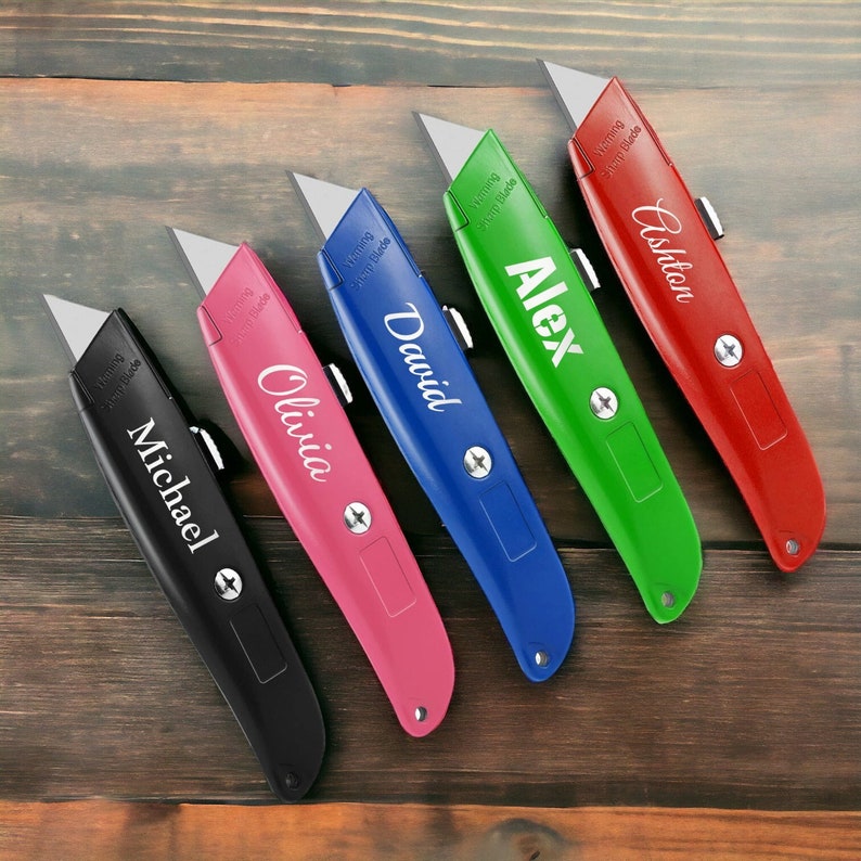Personalized BOX CUTTER Utility Knife Tool Groomsmen Birthday Gift for ...