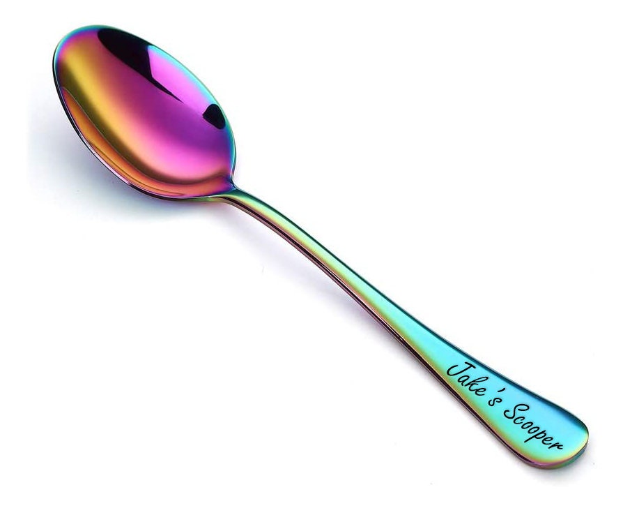 Personalized SPOON Rainbow Spectrum Oil Slick Dinnerware Utensil Party ...