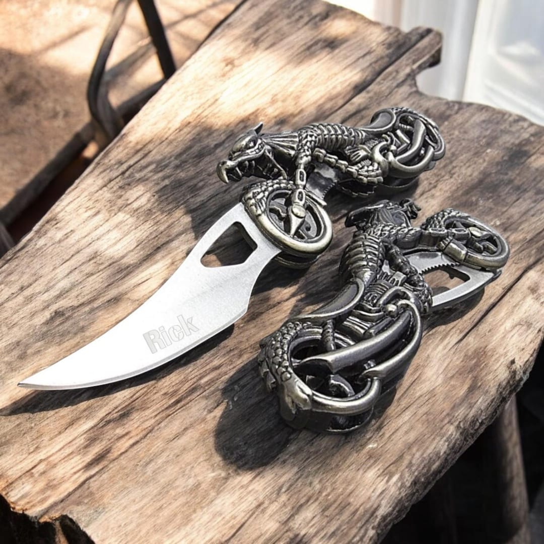 Personalized DRAGON MOTORCYCLE Pocket Knife EDC Harley Davidson ...
