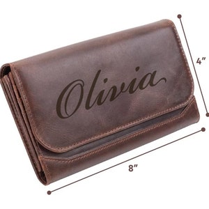 Personalized LEATHER WALLET Women's Women Womens Bridesmaid Gift for ...