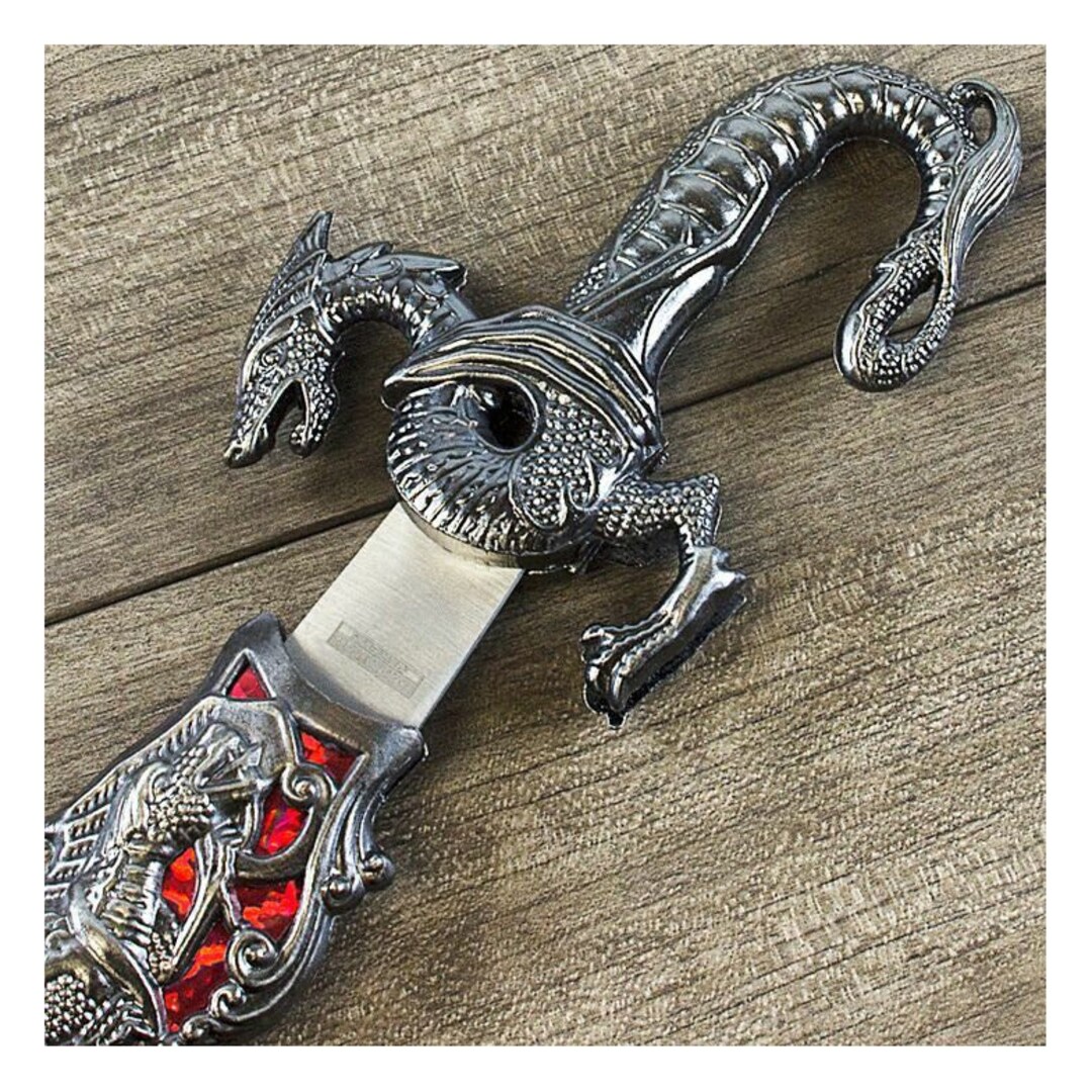 Personalized FANTASY DAGGER & SHEATH Dragon Sword Gamer Larp Cosplay ...
