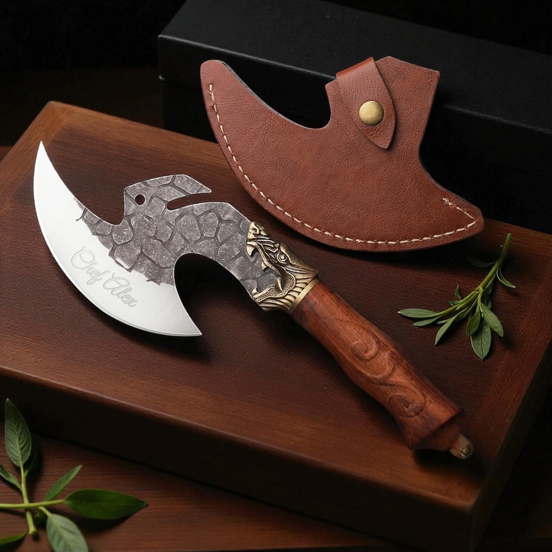 Personalized VIKING CHEF KNIFE Axe Butcher Cleaver Cooking Kitchen ...