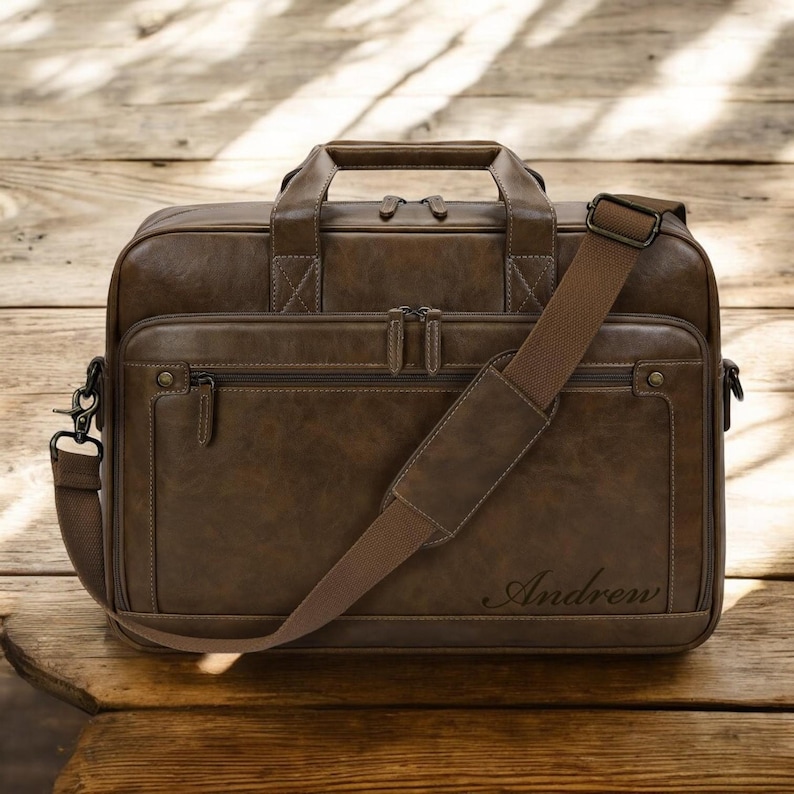 Personalized LEATHER MESSENGER BAG Shoulder Bag Crossbody Travel ...