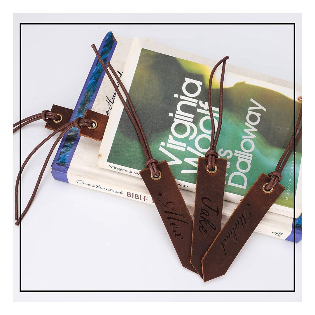 Personalized LEATHER BOOKMARK & TASSEL Teacreader Gifts for Groomsmen ...