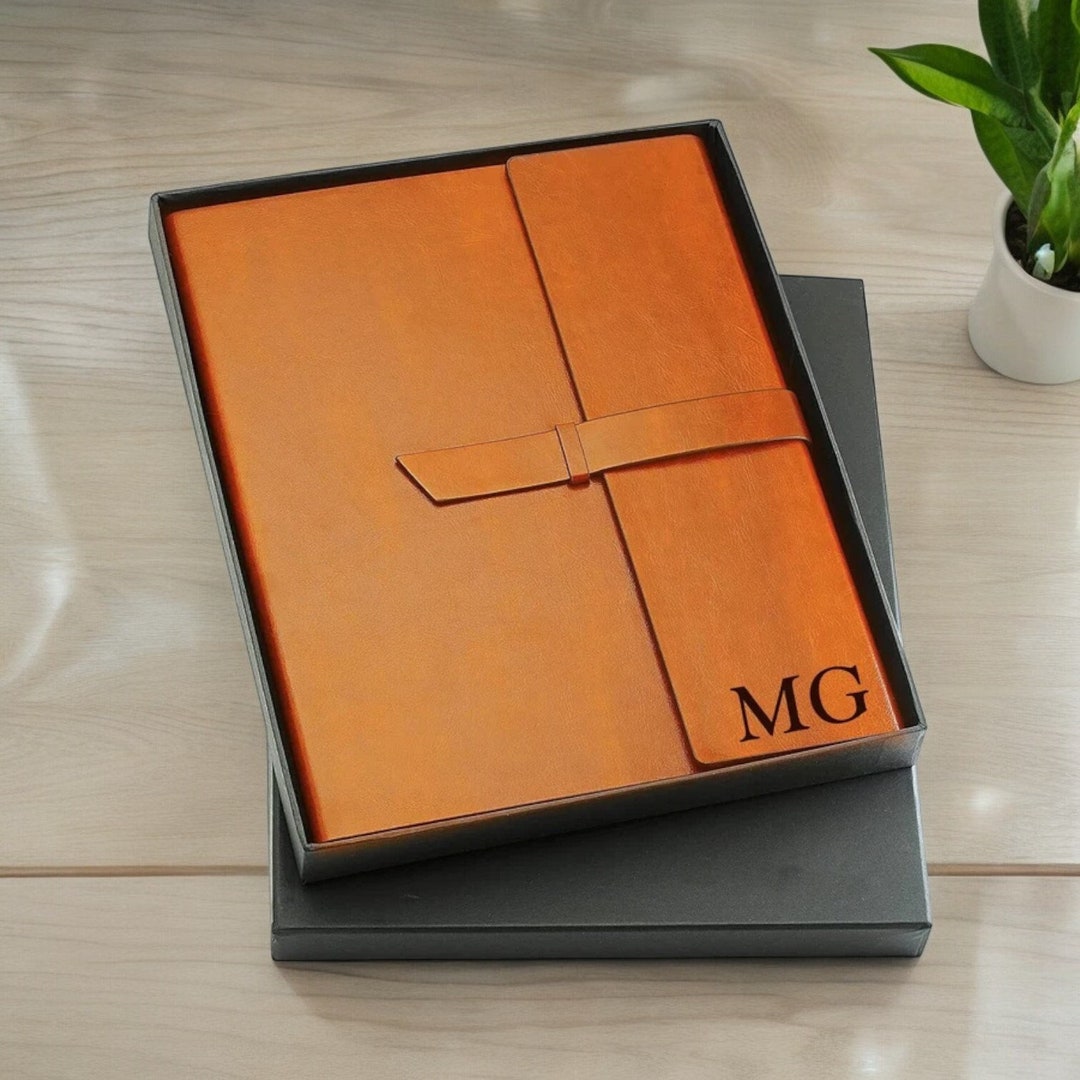 Custom Personalized LEATHER PORTFOLIO for Men Women Corporate Business ...