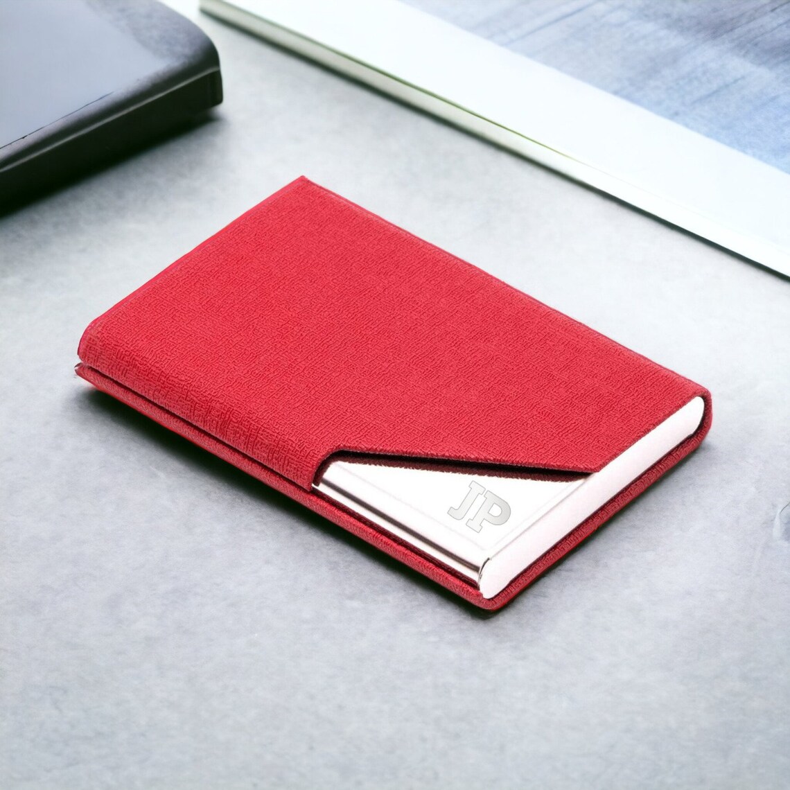 Personalized BUSINESS CARD HOLDER Case Office Desk Corporate Work Boss ...