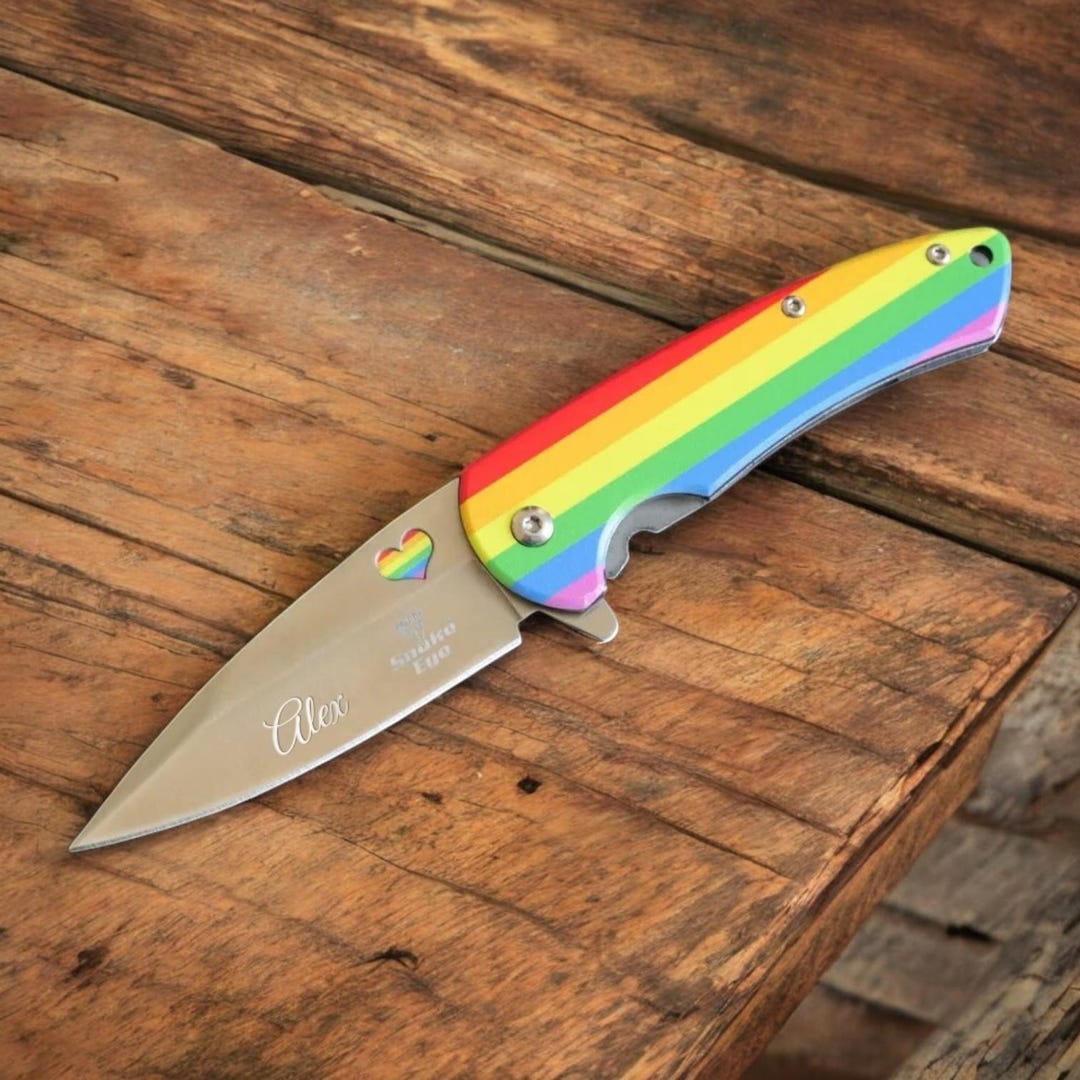 Personalized GAY PRIDE MONTH Pocket Knife Rainbow Lesbian Lgbtq Queer ...