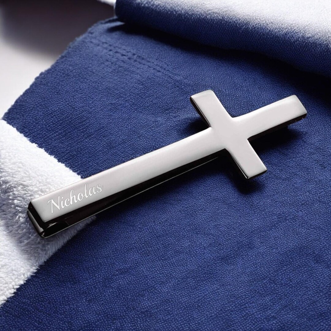 Personalized CROSS TIE CLIP Groomsmen Wedding Groomsmen Birthday Gift ...