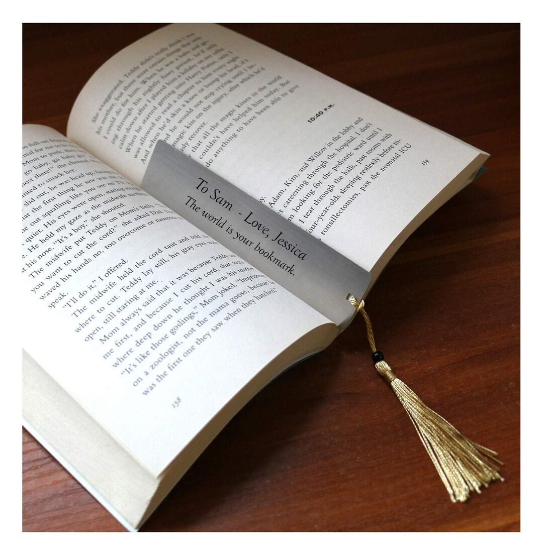 Personalized BOOKMARK & TASSEL Book Mark Custom Engraved Reading Reader ...