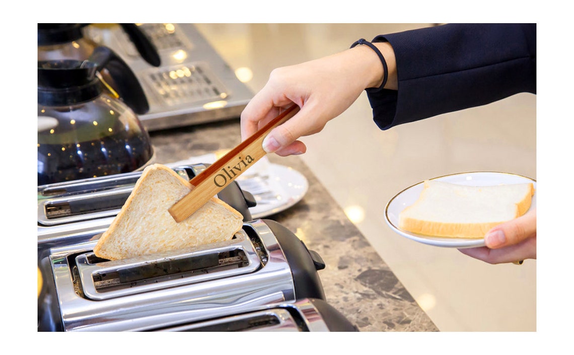 Personalized Bamboo Toast TONGS Toaster Utensil Birthday Gift for Him ...