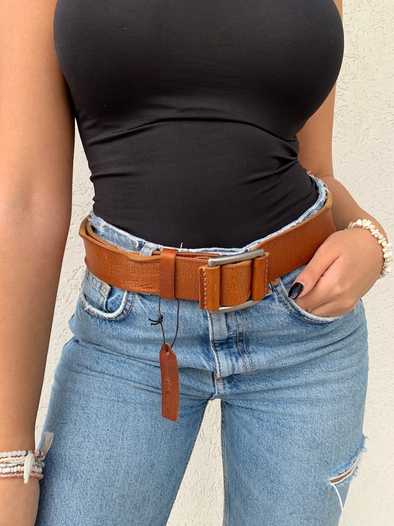 Genuine Full Tan Leather Belt 43mm Men Women Waist Handmade - Etsy
