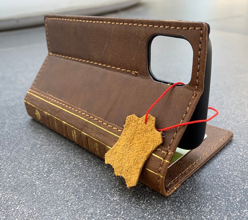 Handmade Leather iPhone Wallet Case: Book Style Coverchristmas Gift - Etsy