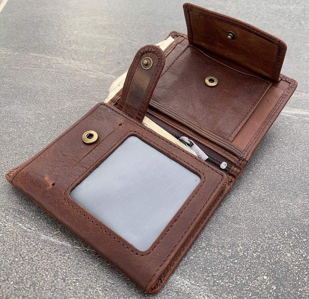 Genuine Real Vintage Leather Wallet Italian Natural Skin Coin Money ...